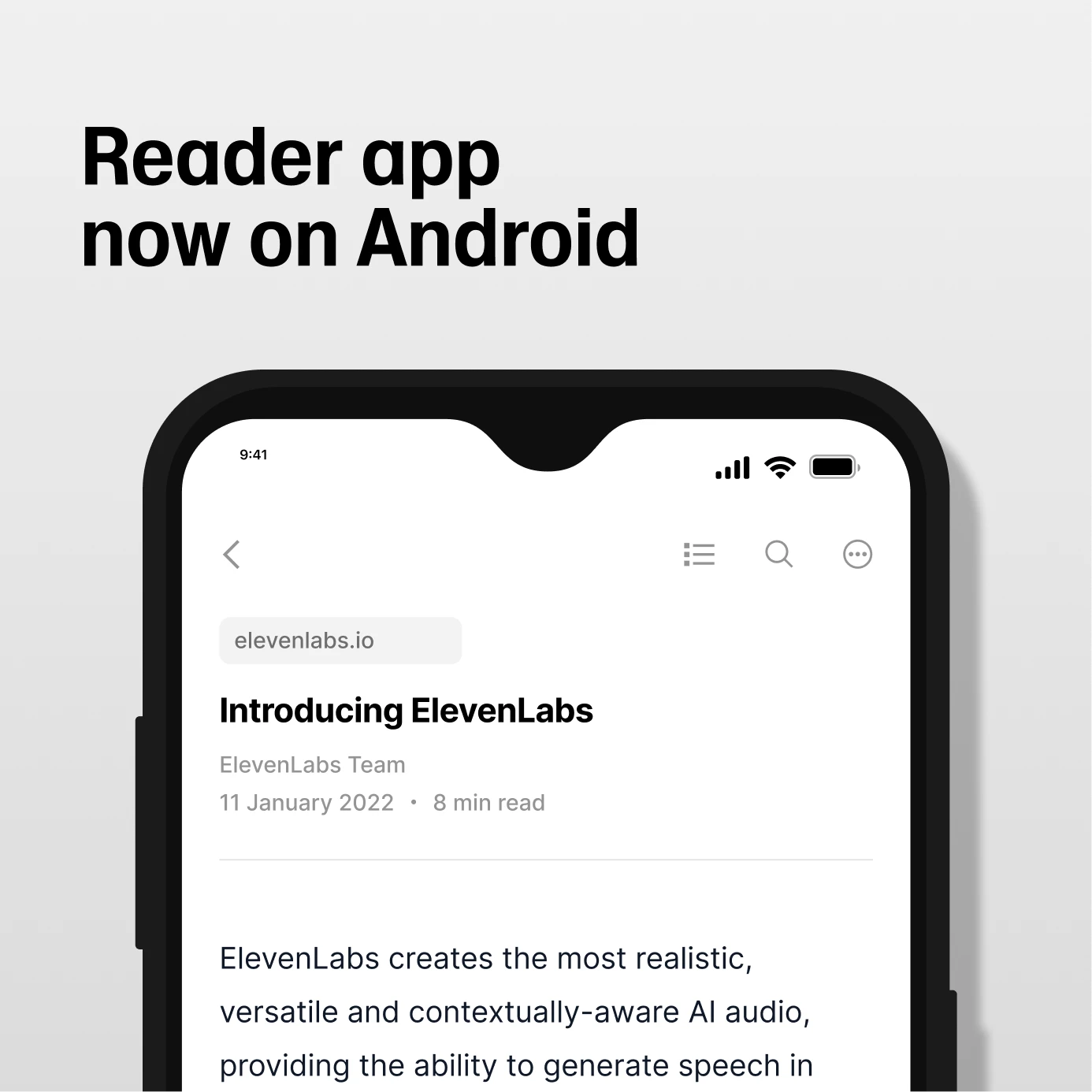 ElevenLabs — The Reader App is now on Android | ElevenLabs